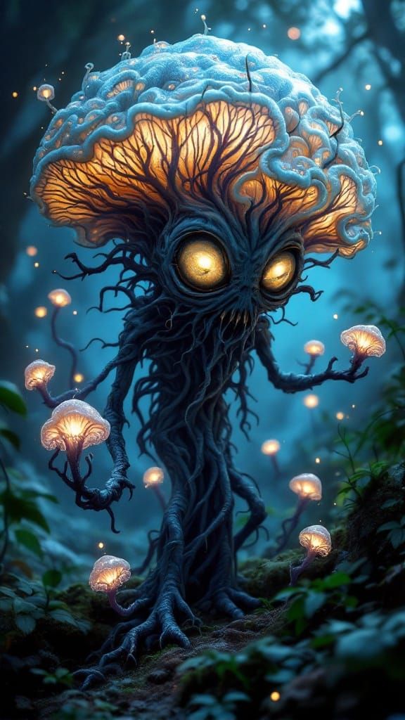 Surreal Fungal Landscape with Grotesque Alien-like... - AI Art