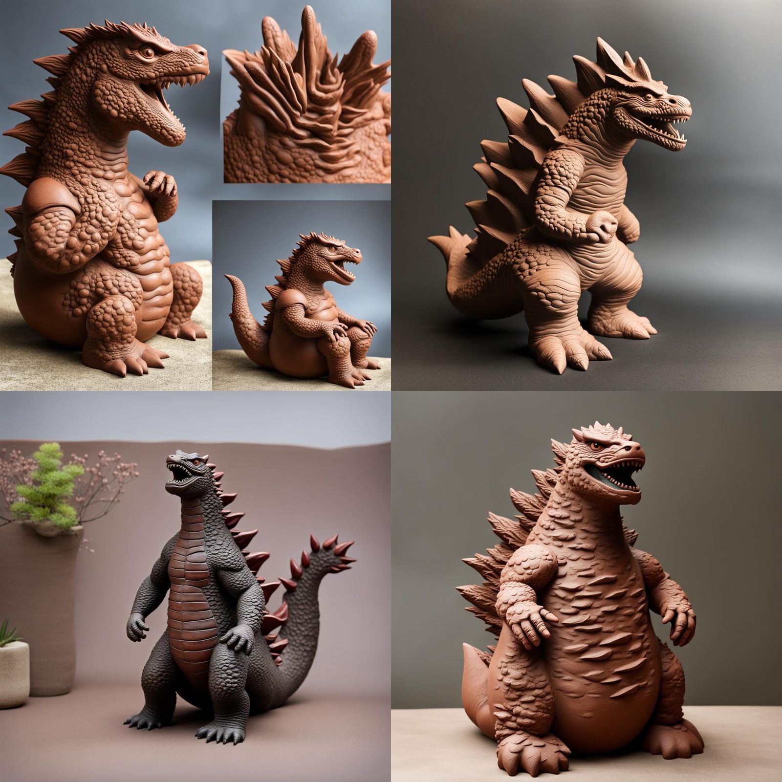 Clay Pottery Godzilla - AI Generated Artwork - NightCafe Creator