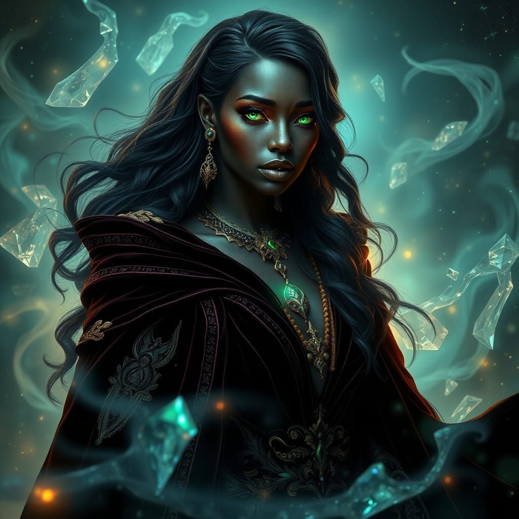 Ebony Elegance - Ethereal Majesty in Dark Fantasy Realm