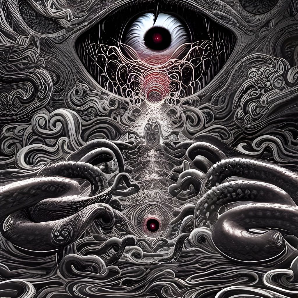 Thousand eyed serpent hidden in mist - AI Generated Artwork - NightCafe ...