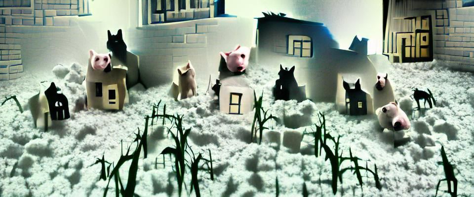 The 3 piglets in the house of straw, the wolf huffed & : r/nightcafe