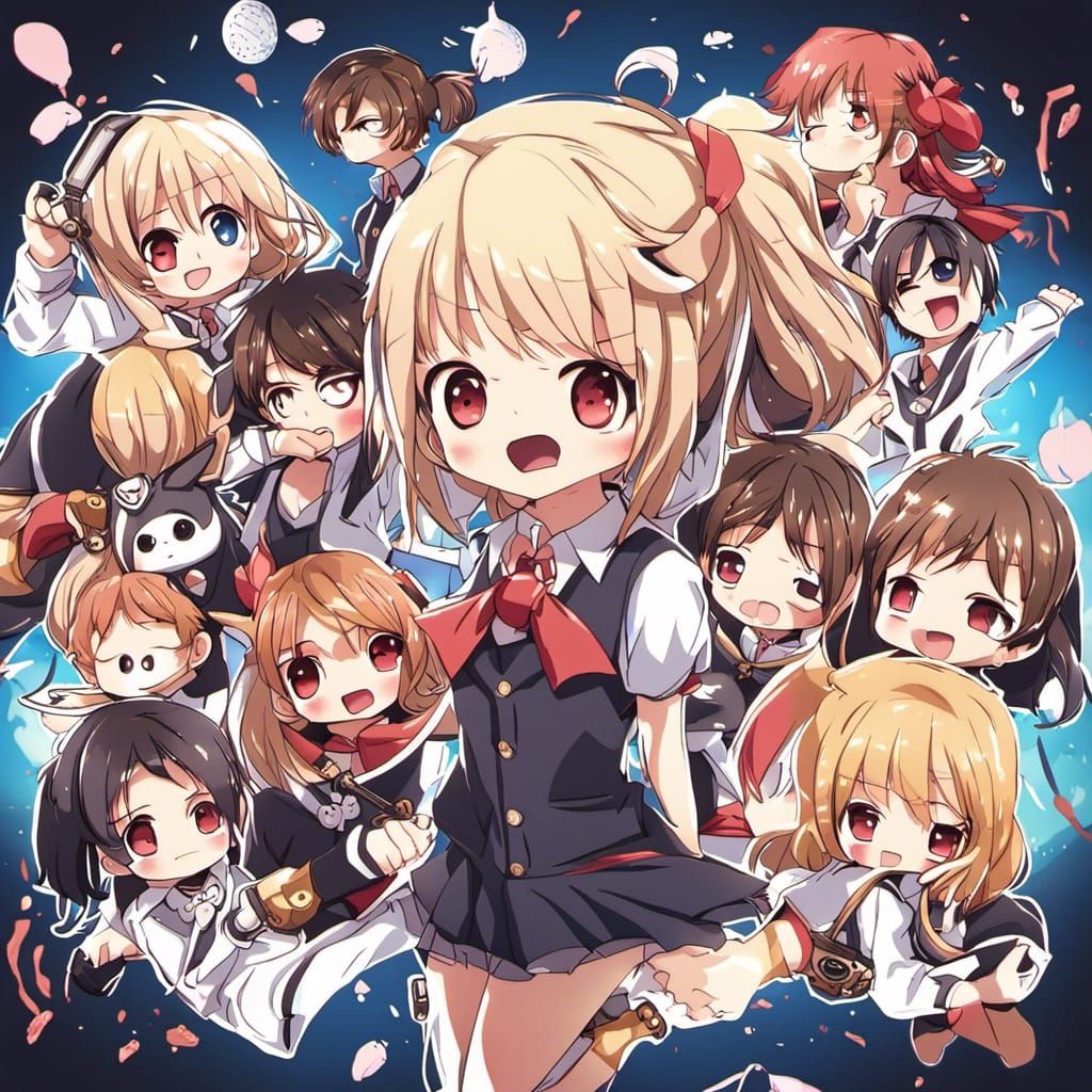 the words "Anime Club" with chibi style anime characters - AI Generated ...