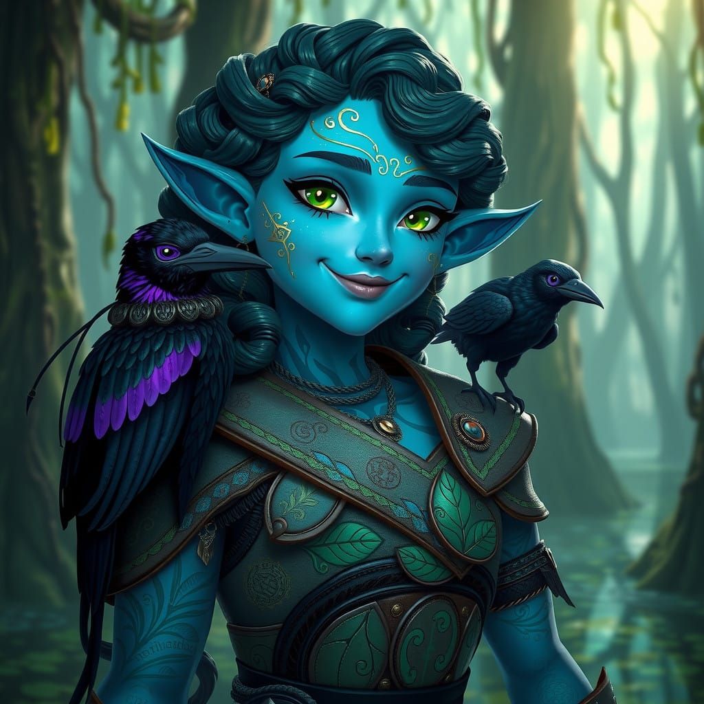 Ethereal Merfolk Druid-Warlock in Whimsical Swamp ... - AI Art