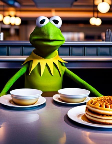 Kermit the Frog Nervous at Waffle House - AI Generated Artwork ...
