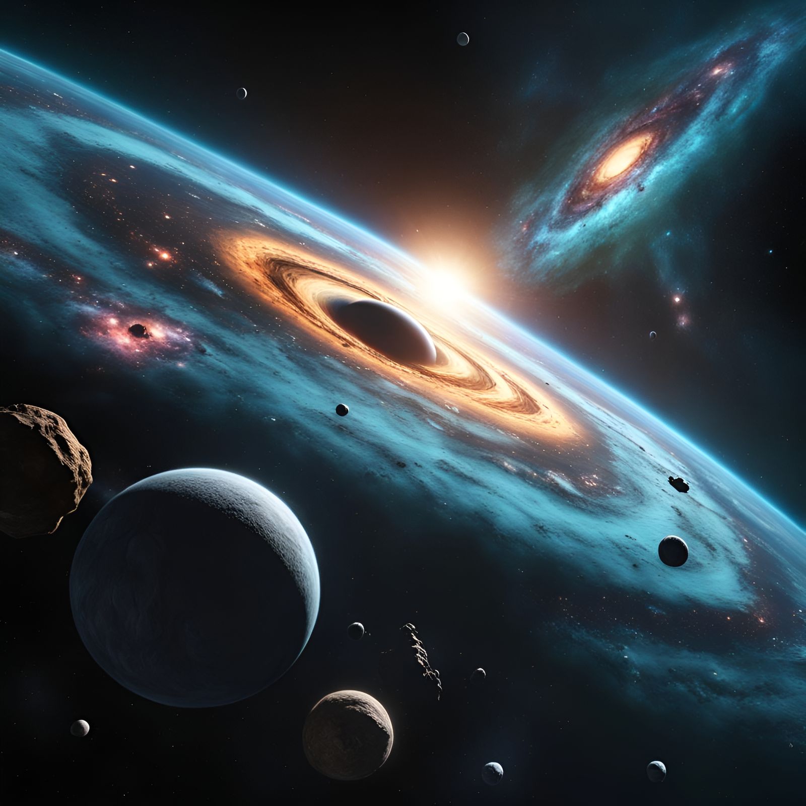 Exploring galaxies 3D definition intricately detailed hyperdetailed Unreal Engine deep color ...