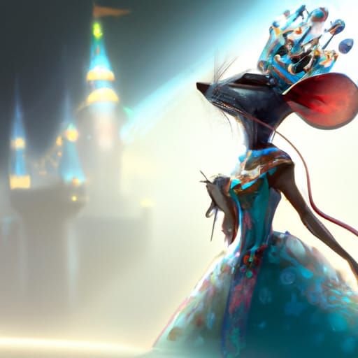 a humanoid animal queen mouse with a crown, atmospheric beautiful by ...
