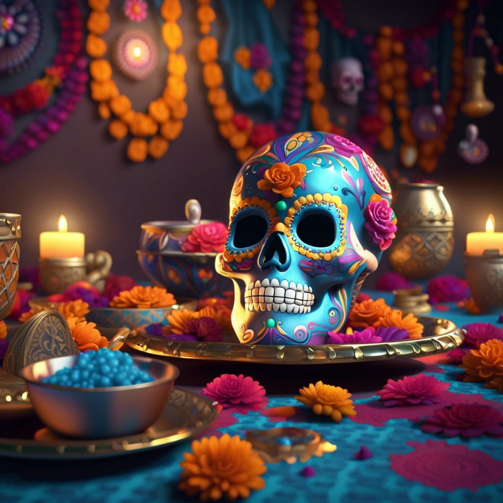 Día de los Muertos, Ofrenda, Sugar Skull - AI Generated Artwork ...
