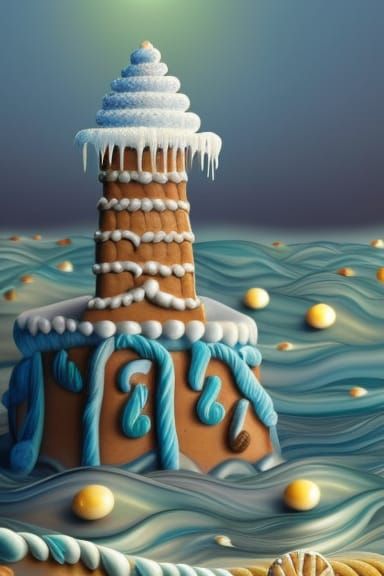 Gum Drop Bay Lighthouses - AI Generated Artwork - NightCafe Creator