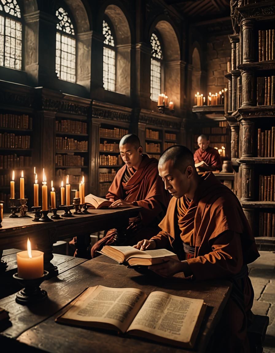 Monastery ancient library - AI Generated Artwork - NightCafe Creator