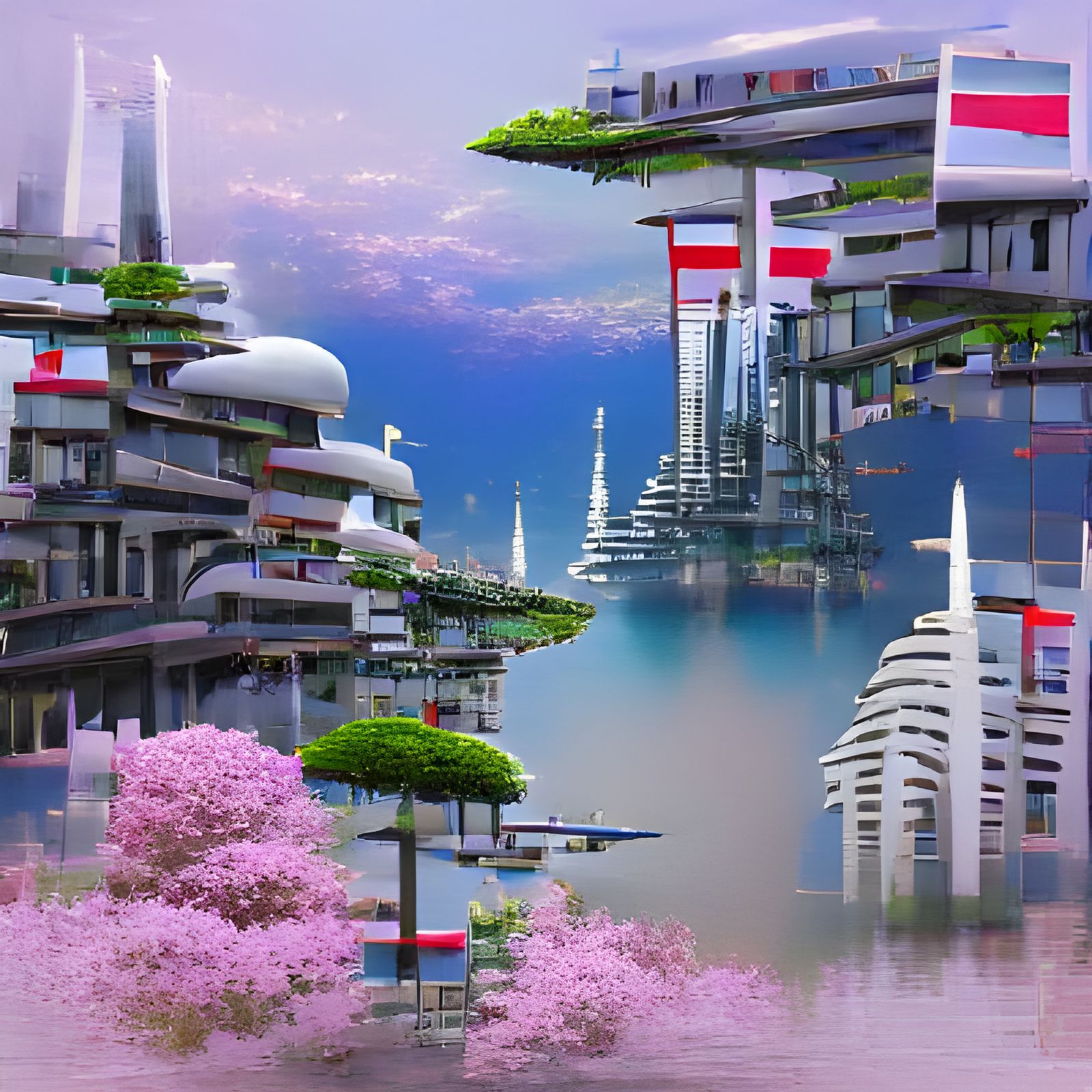 A Serene Japanese Future City - AI Generated Artwork - NightCafe Creator