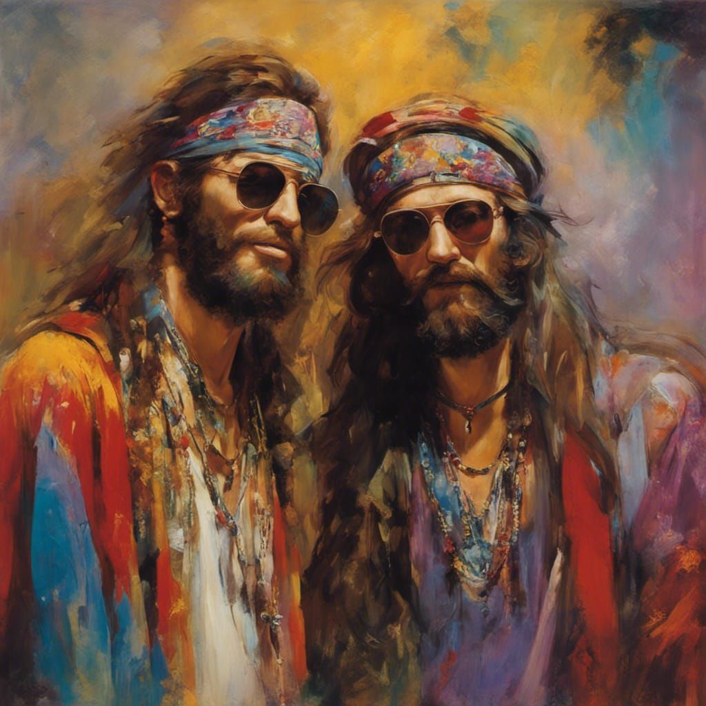 Two Hippies, beards, from the 70's. - AI Generated Artwork - NightCafe ...
