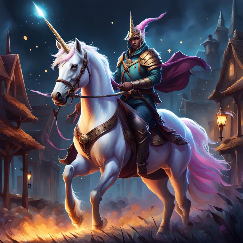 A rogue unicorn bandit with cunning intellect - AI Generated Artwork - NightCafe Creator