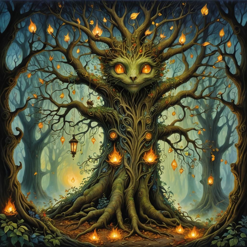 Treefolk and Wisps - AI Generated Artwork - NightCafe Creator