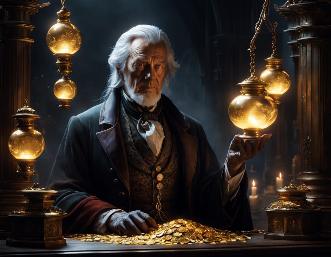 On Christmas day, in shadows thick, old Ebenezer Scrooge sat tight ...