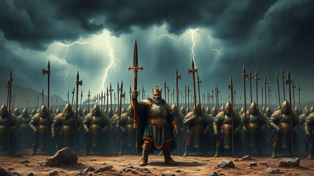 Awaiting the orc charge - Grim Dwarf Soldiers Stand Firm Aga...