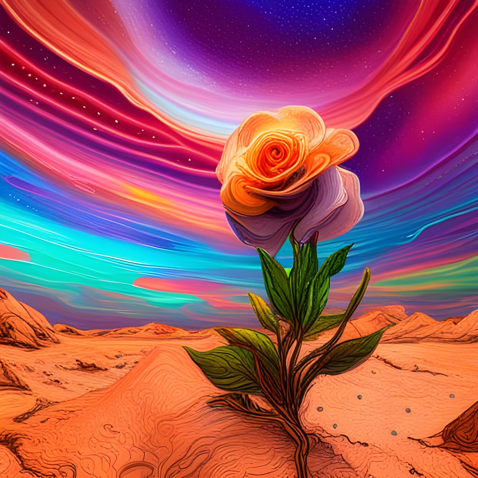 rose growing on planet mars, psychedelic - AI Generated Artwork ...