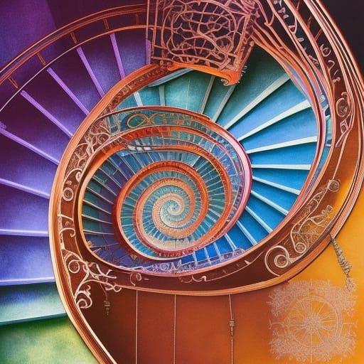 Concave convex staircase - AI Generated Artwork - NightCafe Creator