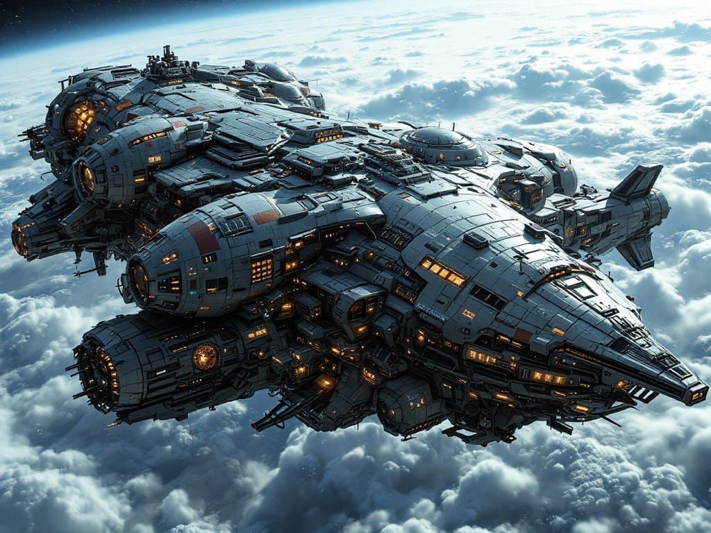Mega fortress - Gigantic Futuristic Spaceship in Photorealis...