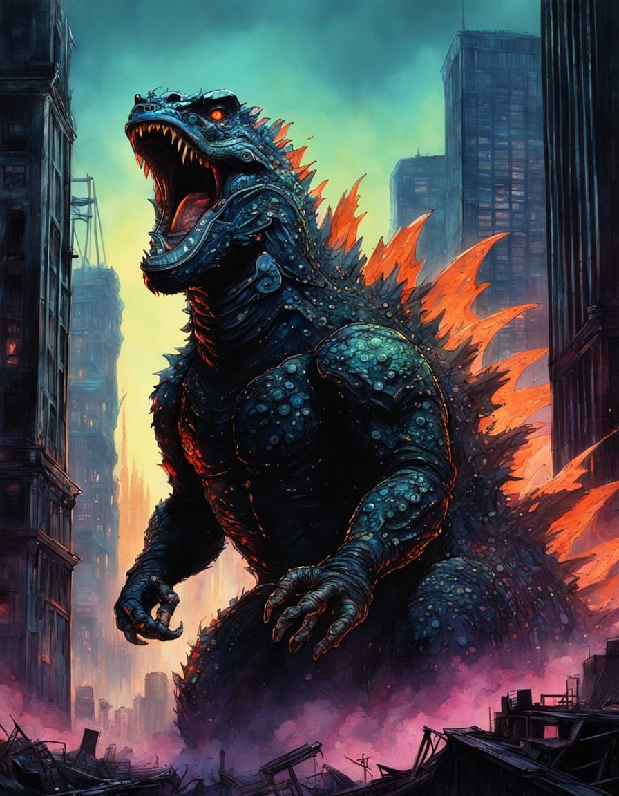 Godzilla - Godzilla in Hyperrealistic Post-Apocalyptic Lond...