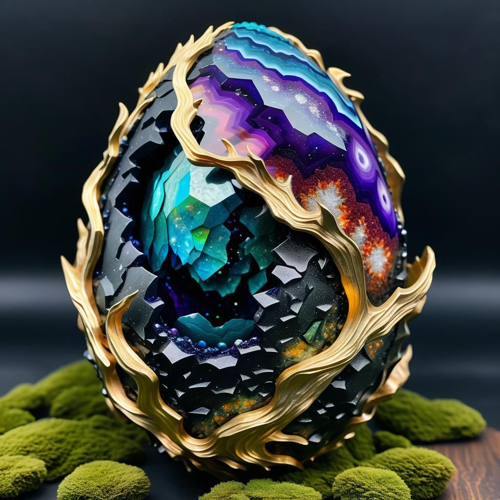 dragon egg of dark colored geode - AI Generated Artwork - NightCafe Creator