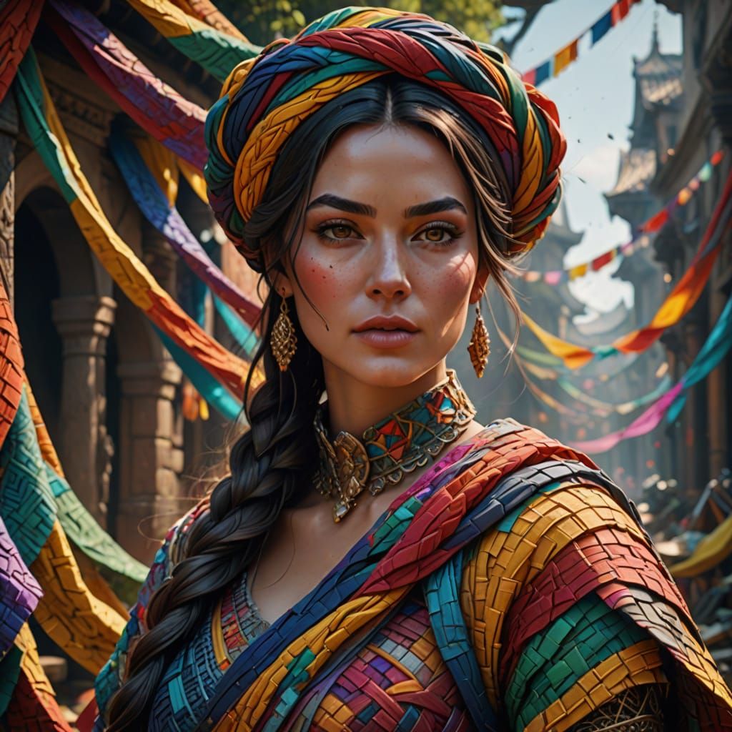 Celebration - Intricate Fantasy Weaver Goddess in Vibrant C...