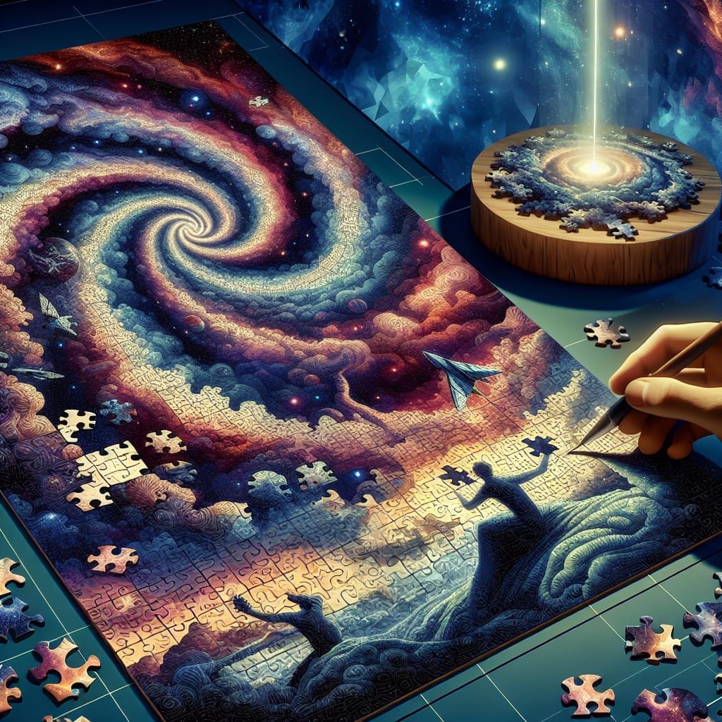 jigsaw puzzle of universe, spirals, incredible composition; dynamic ...