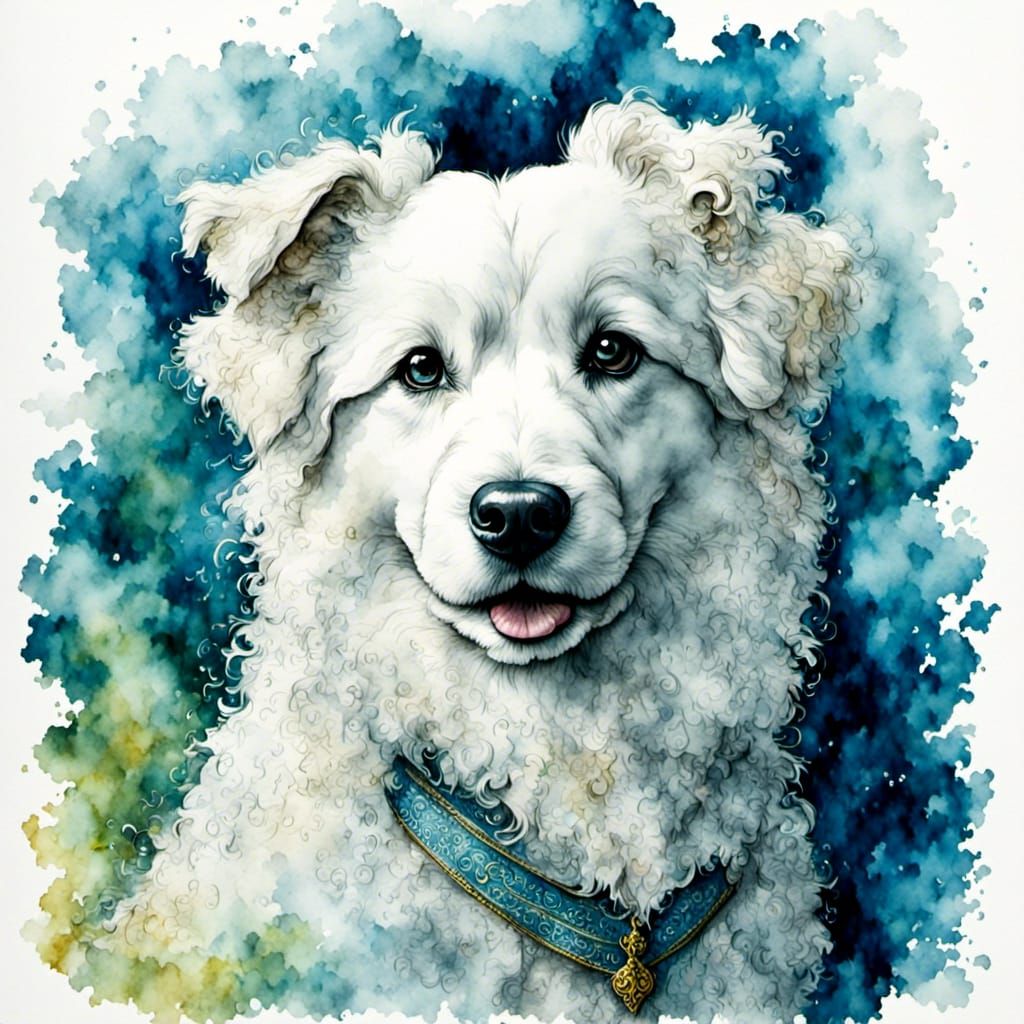 Fluffy White Dog - AI Generated Artwork - NightCafe Creator