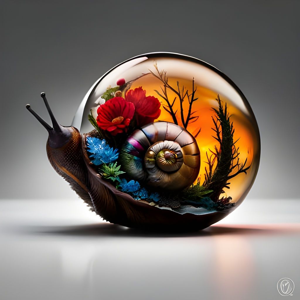 intricate cute baby snail made of glass!!!, epic fantasy masterpiece ...