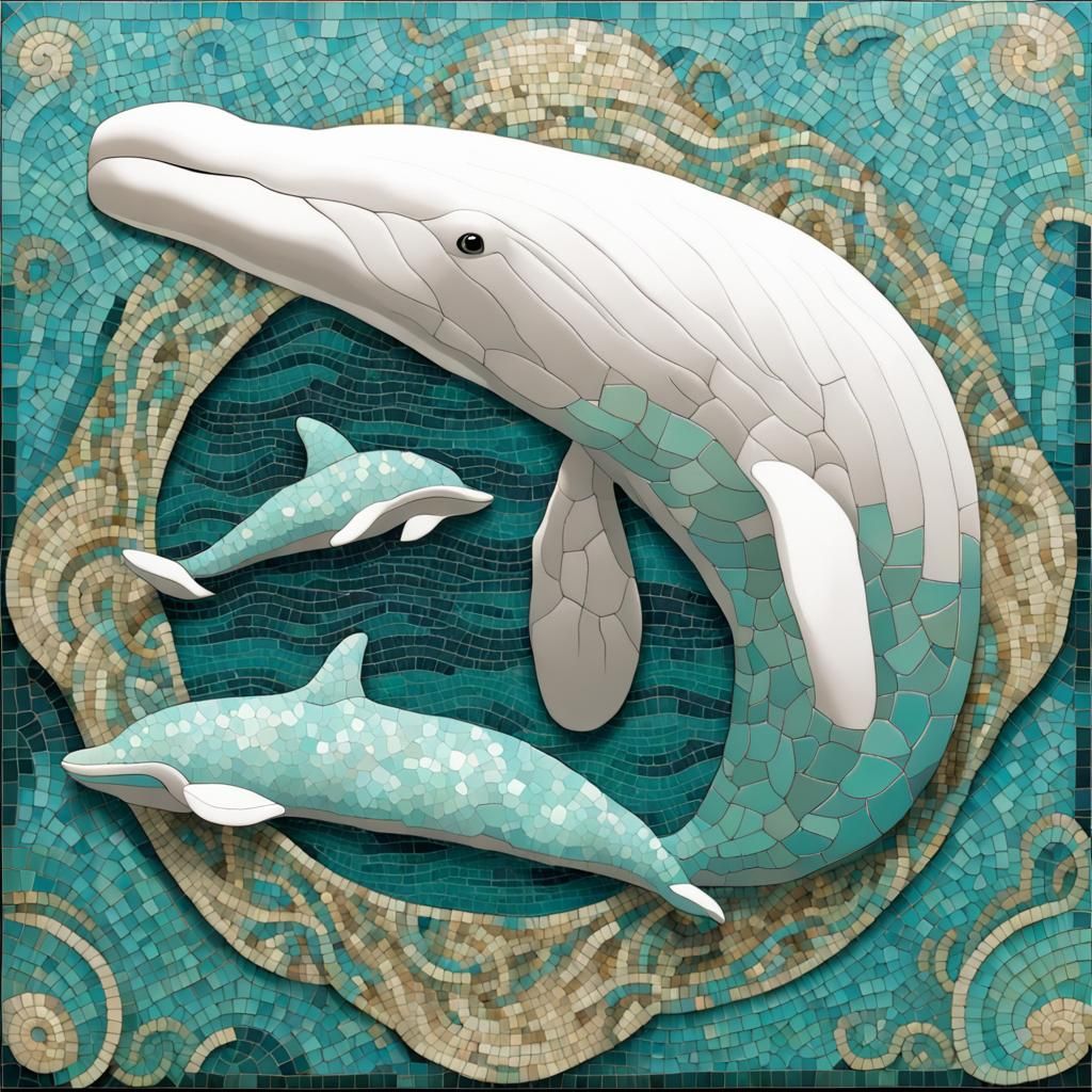 Beluga whale mosaic - AI Generated Artwork - NightCafe Creator