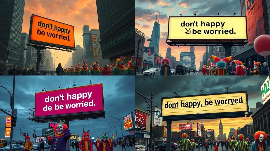 Gothic Billboard in Dystopian City with Rainbow Cl... - AI Art