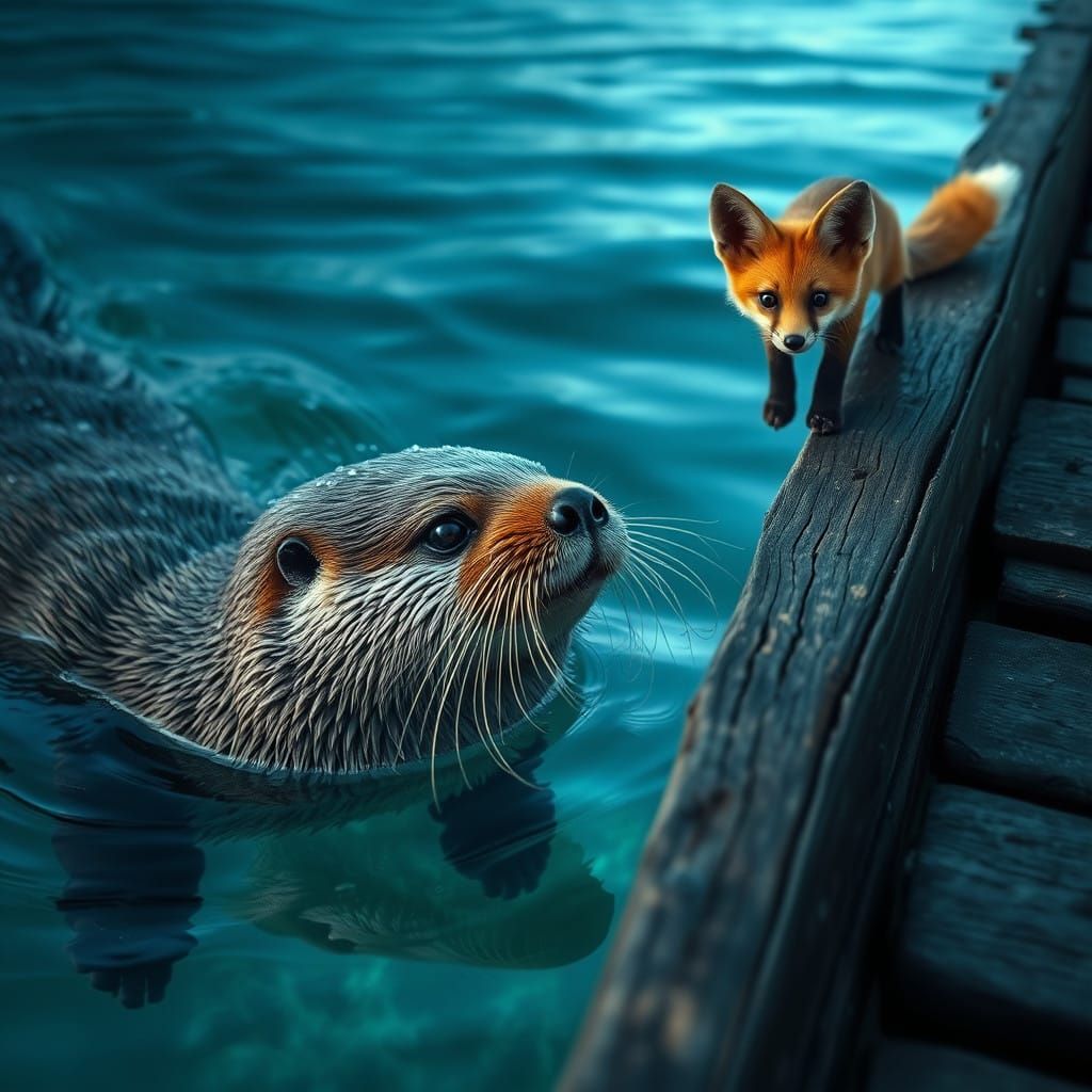 Fennec and the sea otter - Sea Otter Meets Fenek Fox in Ethe...