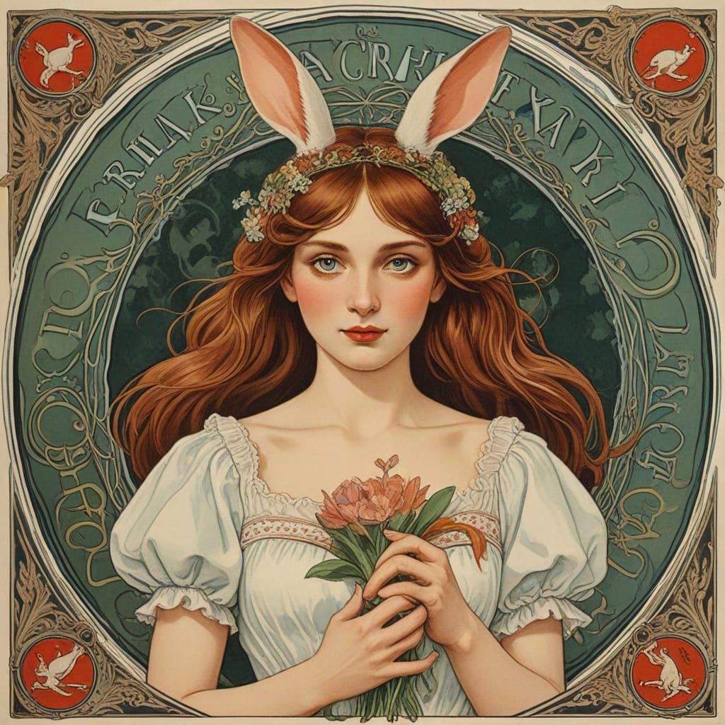 Art Nouveau Beauty Labels Featuring a Whimsical Ra... - AI Art