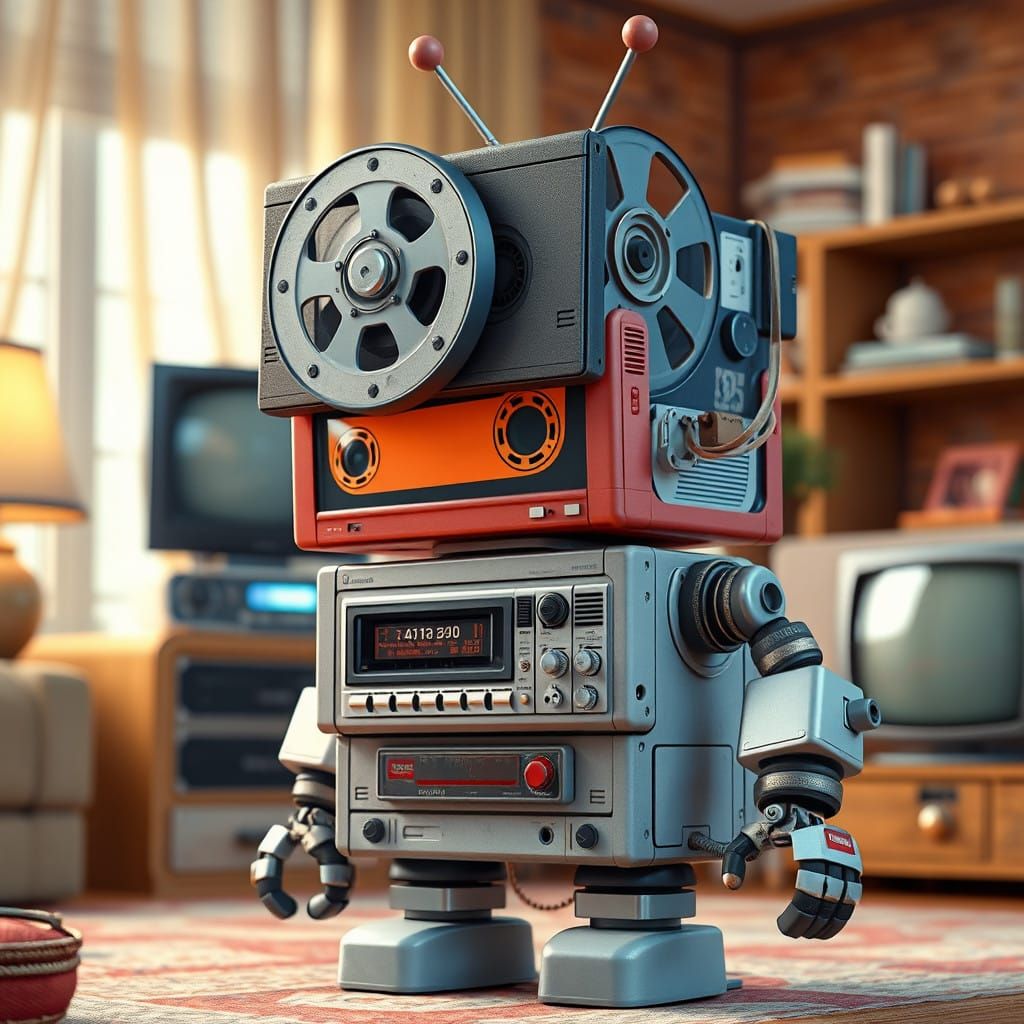 Funny adorable Cartoon tv robot - Chunky Cartoon Robot with ...