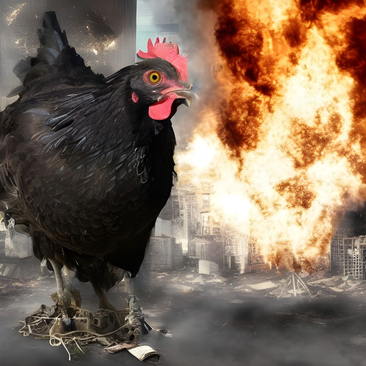 ATTACK of the 50Ft. CHICKEN : r/nightcafe