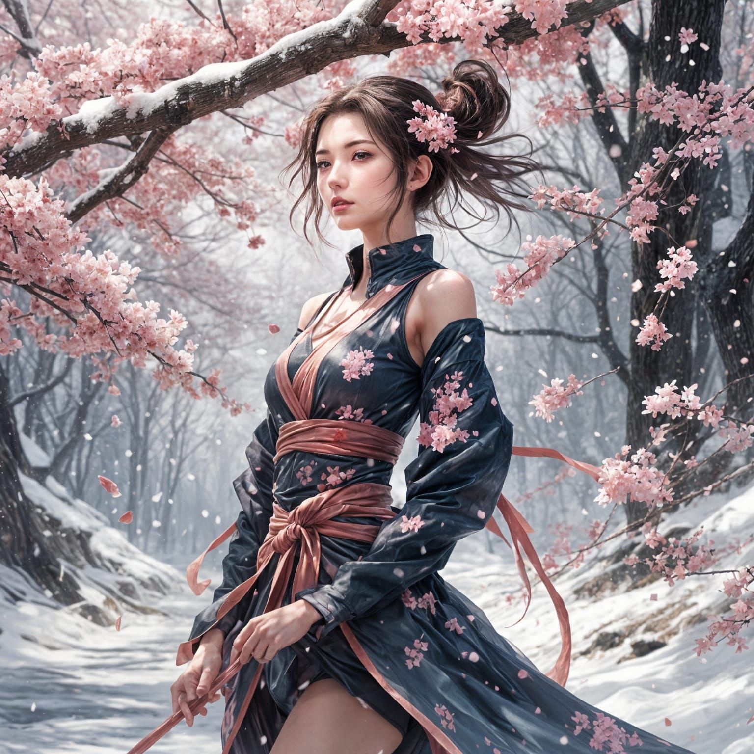 Fallen sakura - AI Generated Artwork - NightCafe Creator