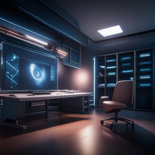 Sci-Fi Computer Room - AI Generated Artwork - NightCafe Creator