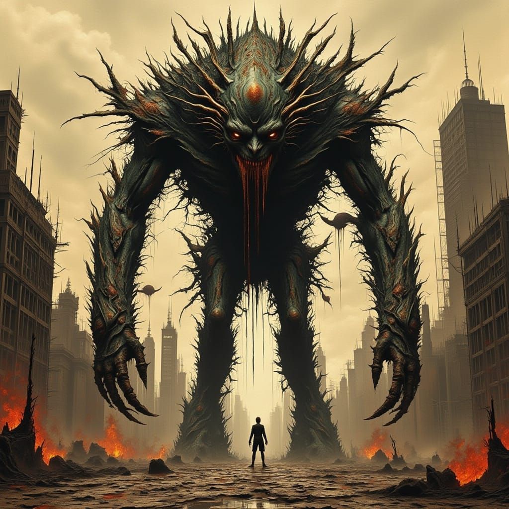 Colossal Giants Dominate the Landscape - AI Art