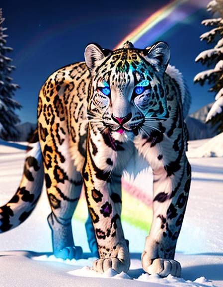 Striking Neon Rainbow Snow Leopard - AI Generated Artwork - NightCafe ...