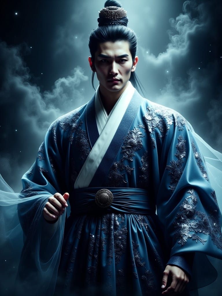 Majestic Korean Prince Surrounded by Ethereal Glow - AI Art