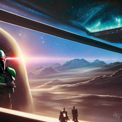 Boba Fett Overlooking Terrain - AI Generated Artwork - NightCafe Creator