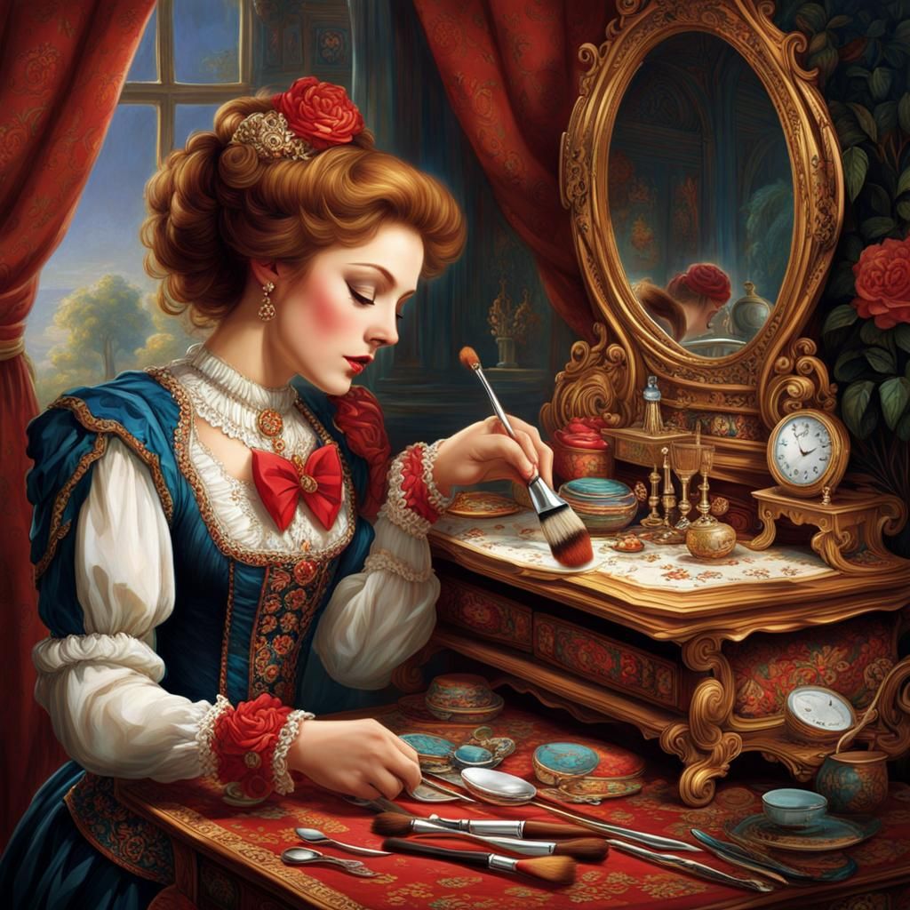 Ms. Chop Suey Applying makeup - AI Generated Artwork - NightCafe Creator