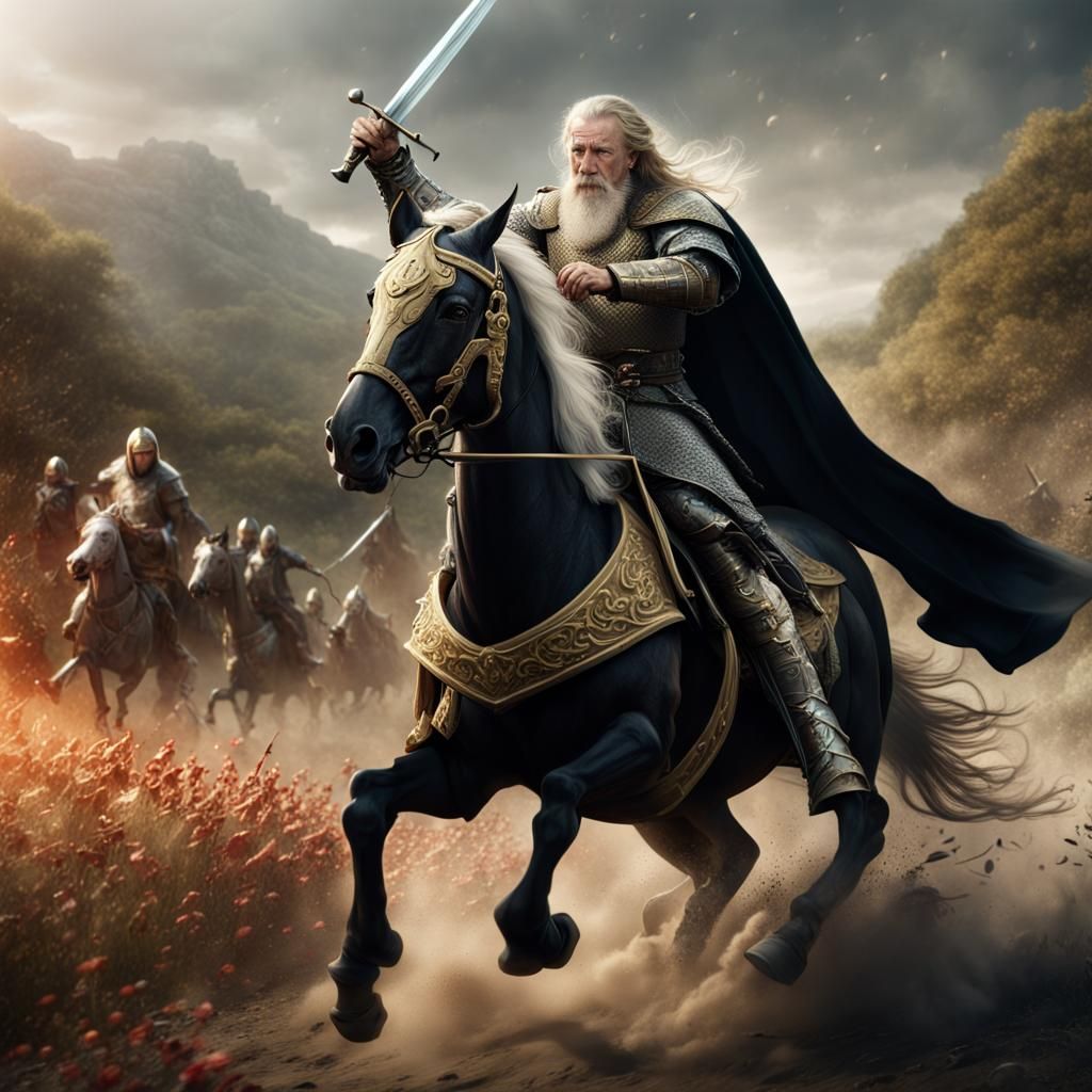 Theoden king charging into battle on a horse. - AI Generated Artwork ...