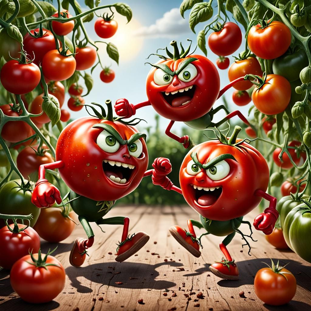 Tomato fight - AI Generated Artwork - NightCafe Creator
