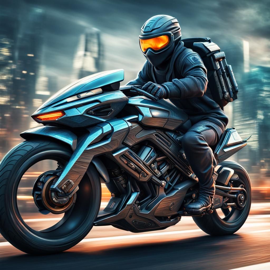 A Ninja riding a futuristic motorcycle. - AI Generated Artwork ...