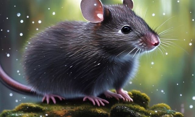 An anthropomorphic mouse on a winters day in the Forrest dressed in a ...