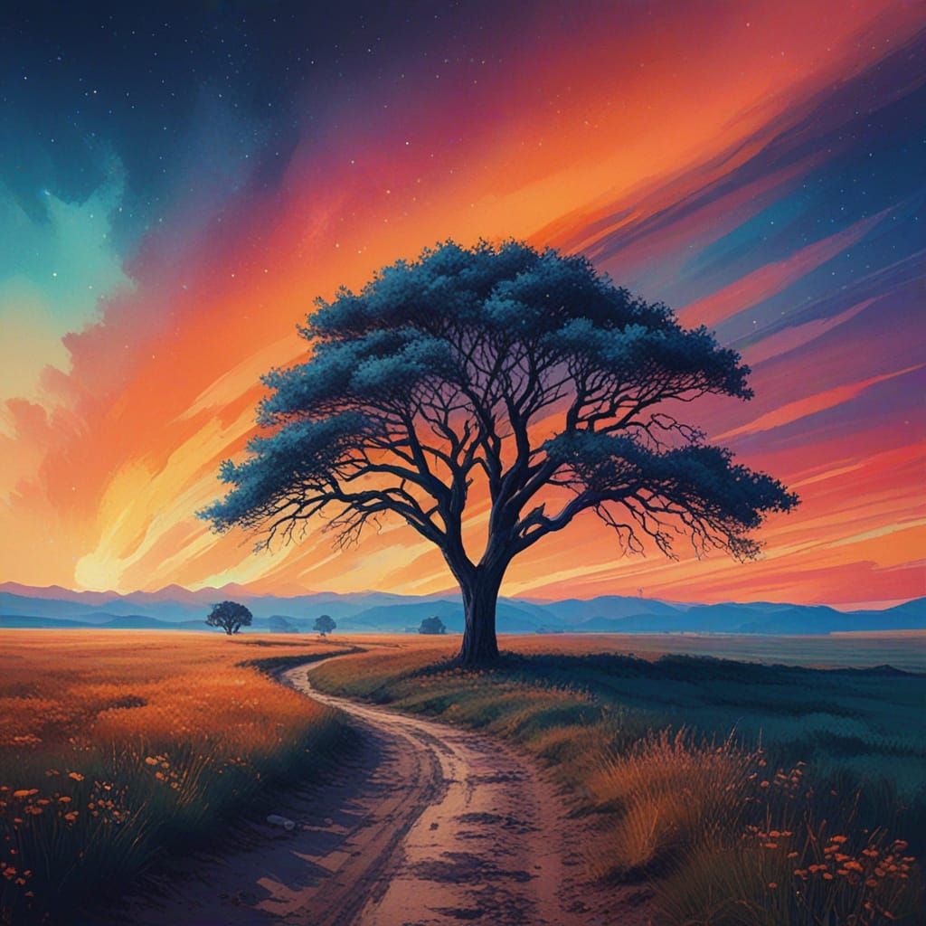 Spring landscape. color gradient complementary colors modern European ...