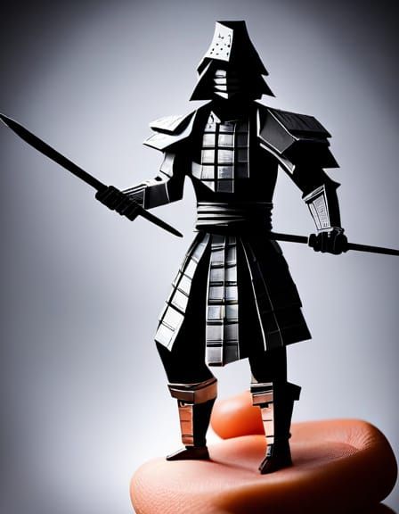 The human hand holds the most beautiful Japanese origami samurai ...