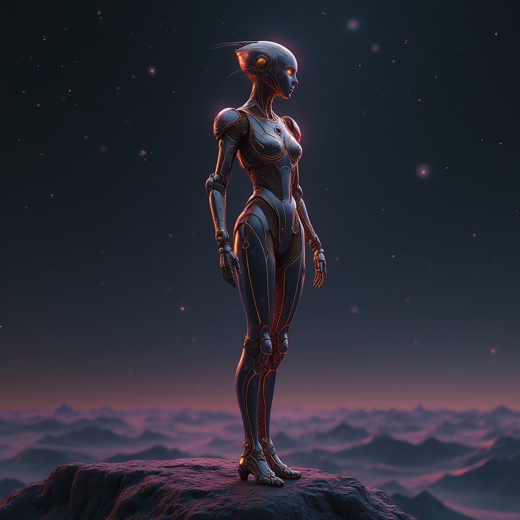 Elegant Android on the Brink of Infinity - AI Art