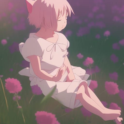 Cute Baby cat pink by artist "kawaii", Anime Key Visual, Japanese Manga ...