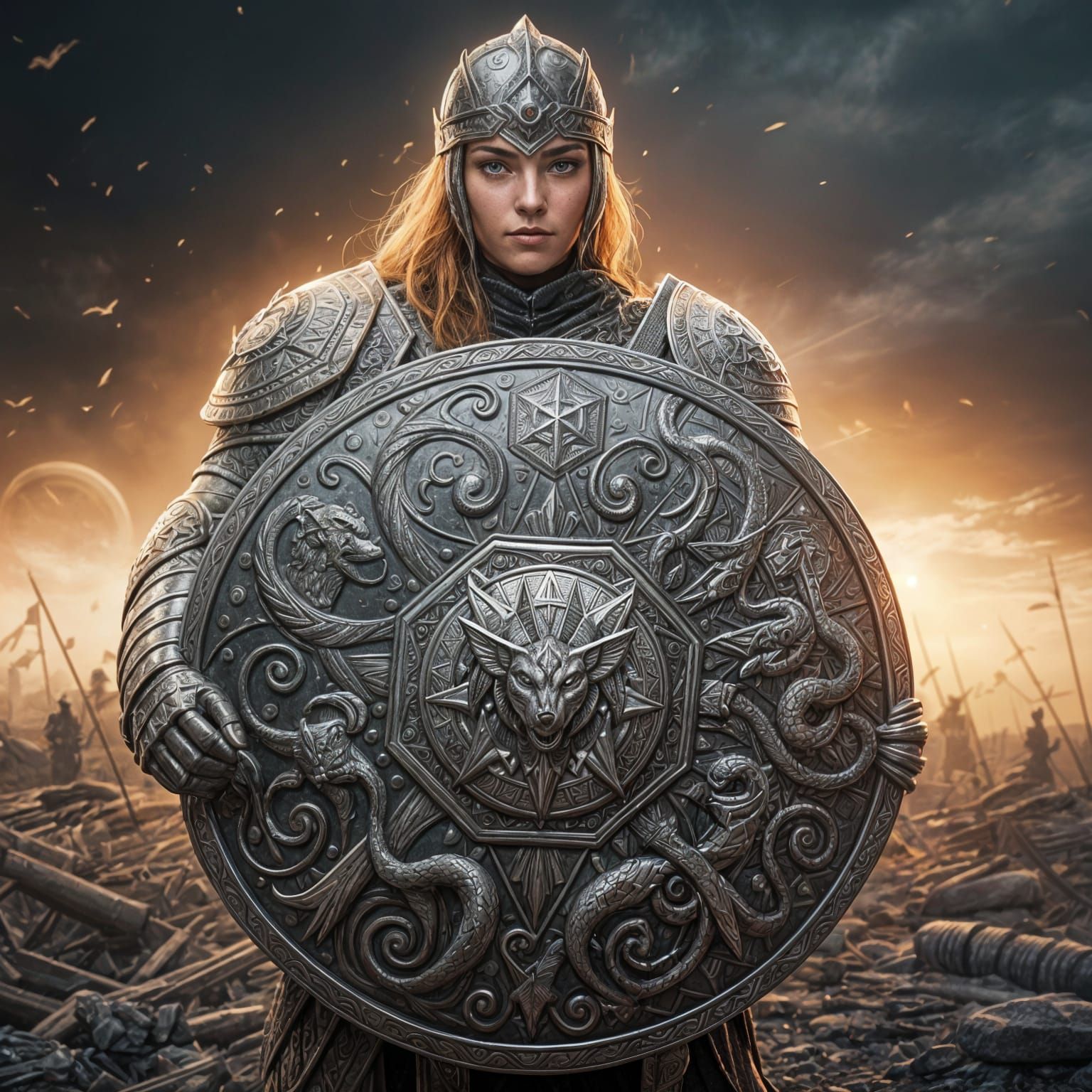 Valkyrie in full armor with a shield 🛡️